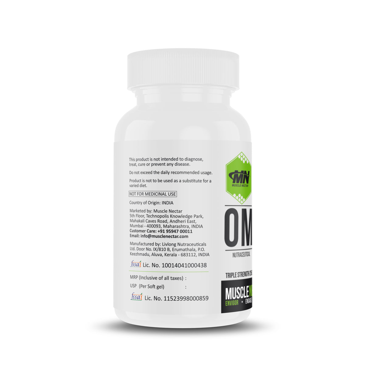 Triple Strength Purified Omega 3 Fish Oil – EPA & DHA | Muscle Nectar