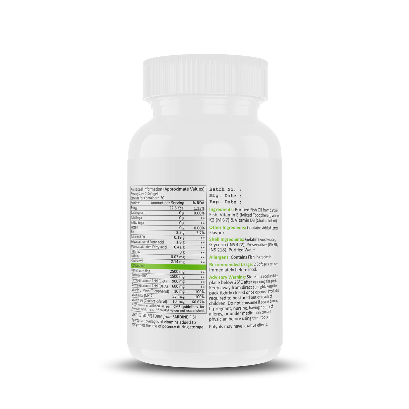 Triple Strength Purified Omega 3 Fish Oil – EPA & DHA | Muscle Nectar