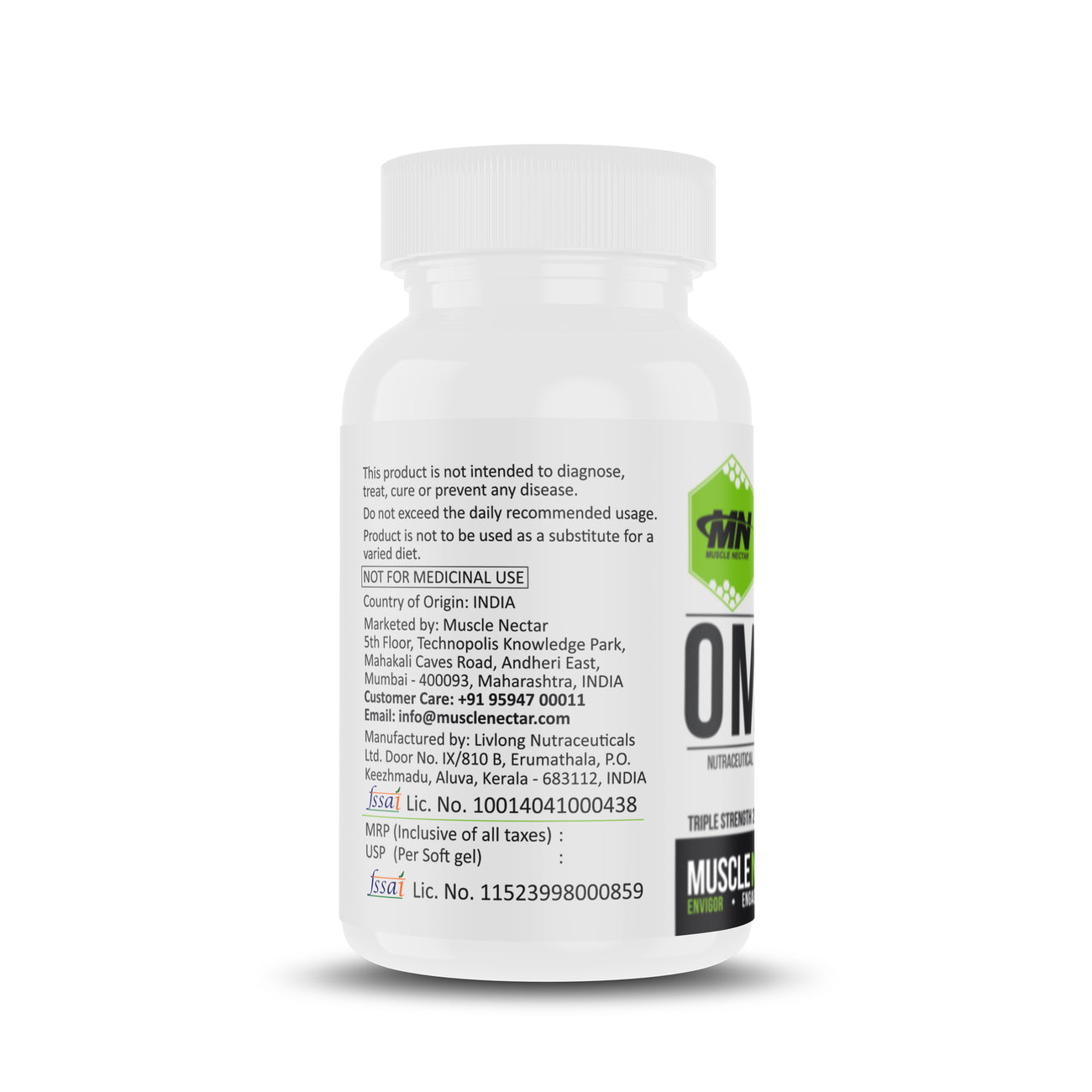 Triple Strength Omega 3 Fish Oil | Triglyceride (TG) Form | Muscle Nec