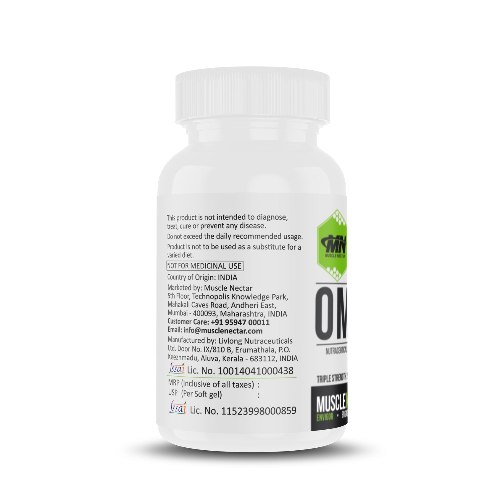 Triple Strength Omega 3 Fish Oil | Triglyceride (TG) Form | Muscle Nec